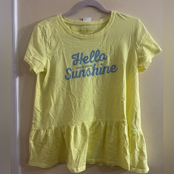Life Is Good | Tops | Life Is Good Hello Sunshine Ruffle Bottom Shirt ...